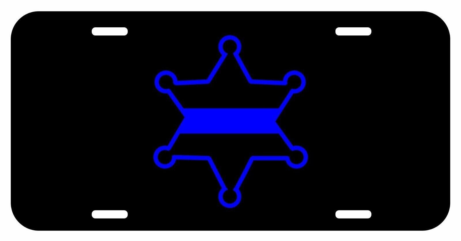 Thin Blue Line Sheriff Badge 6 Point metal license plate tag – License ...