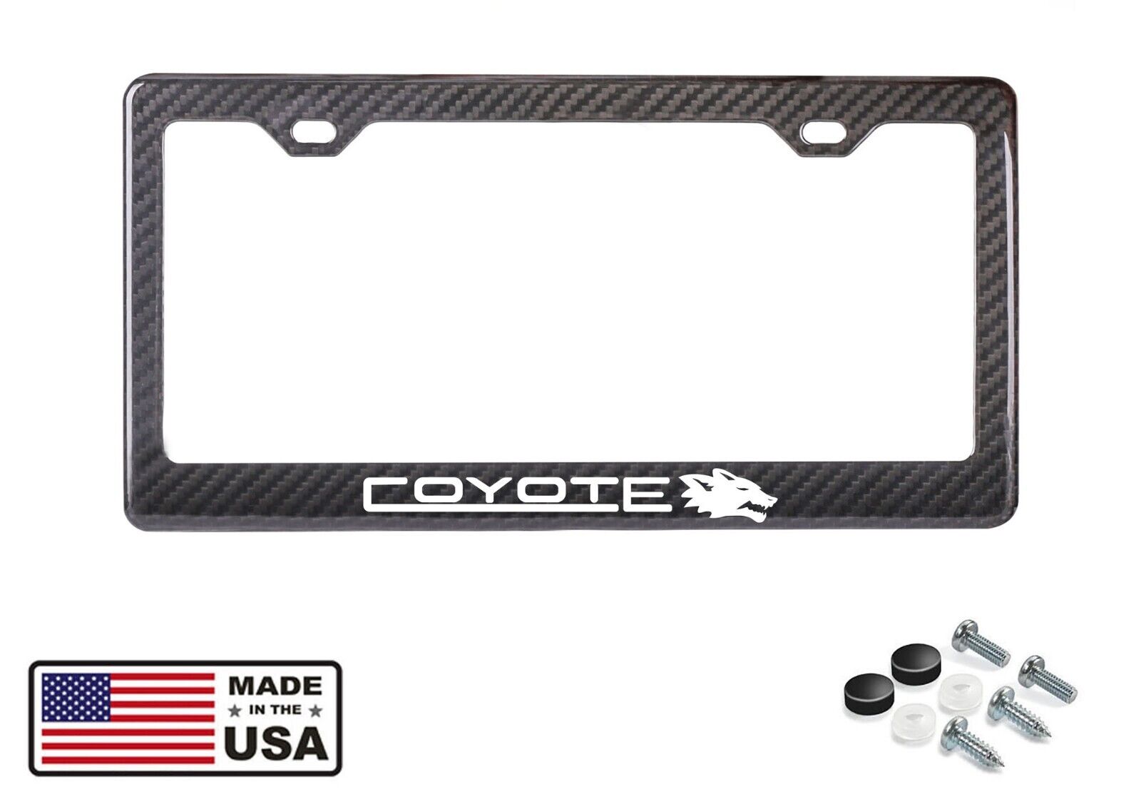 Reflective Ford Mustang Coyote Badge Carbon FIber License Plate Frame ...