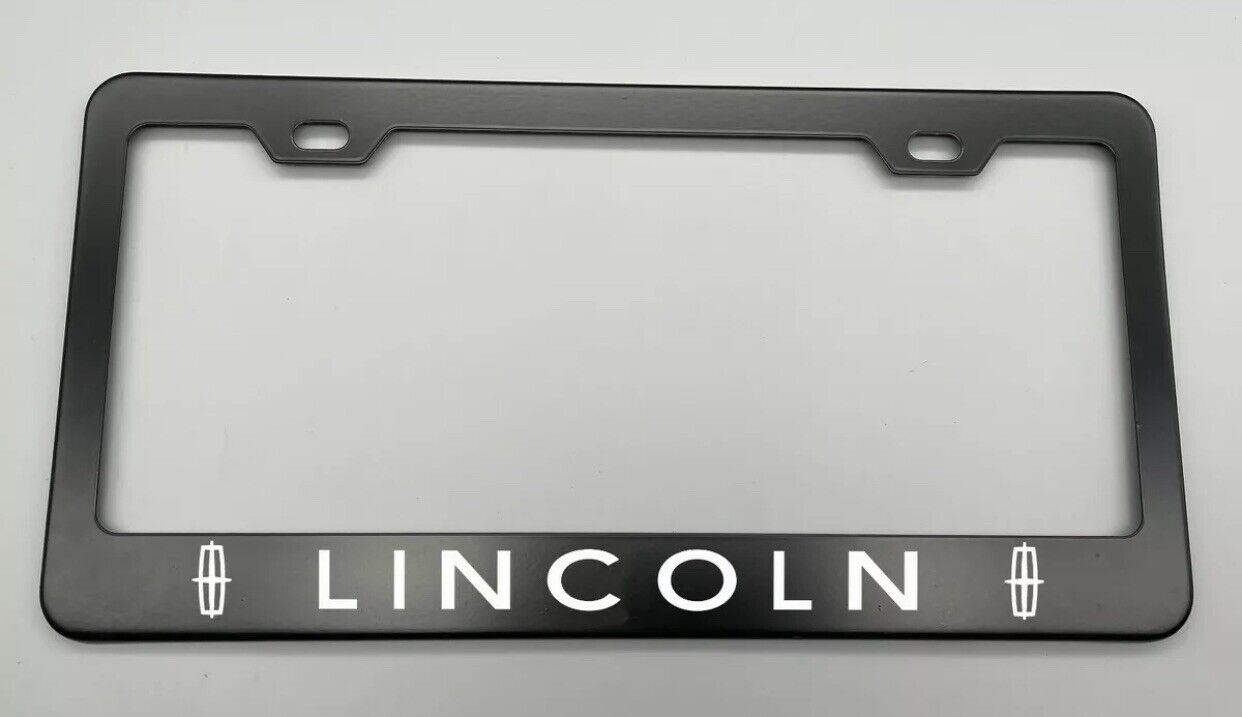 Laser Engraved Lincoln Black License Plate Frame Stainless Steel fit