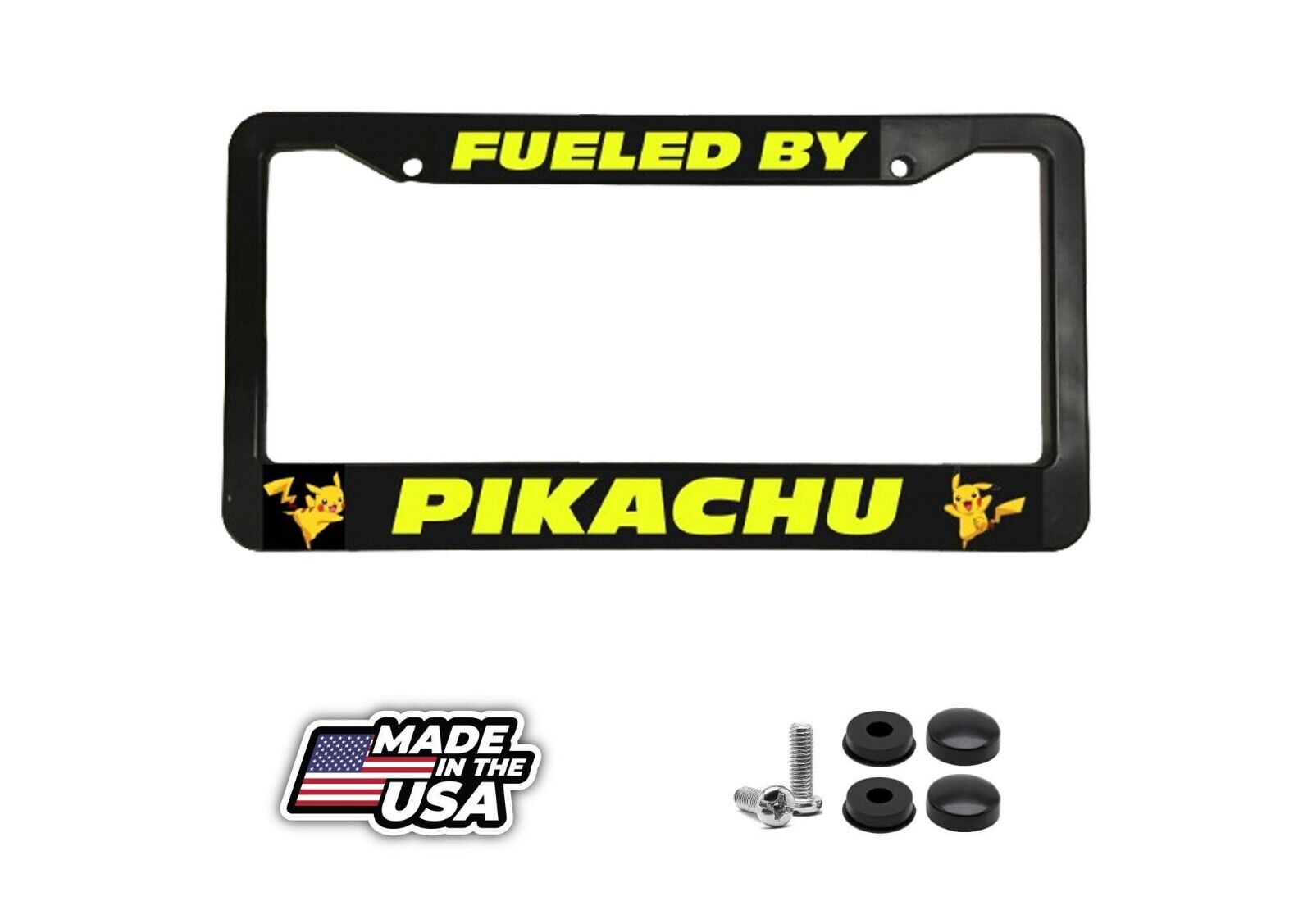 Fueled By Pikachu Pokemon Japanese Cartoon Car License Plate Frame
