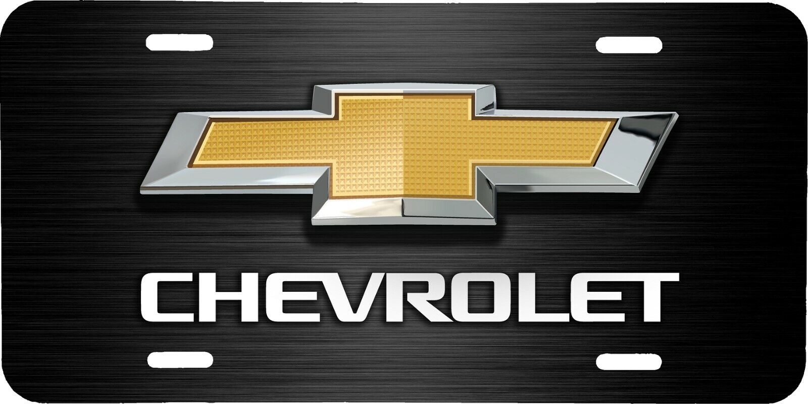 CHEVROLET LOGO BLACK BRUSHED STEEL LOOK VEHICLE LICENSE PLATE AUTO CAR ...