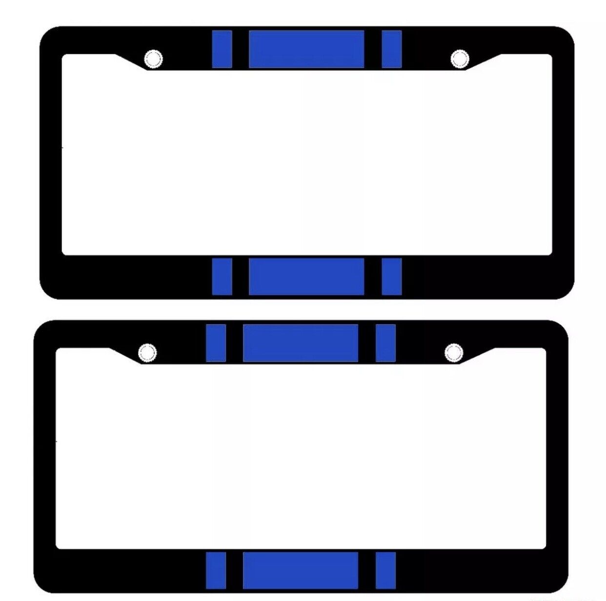 New 2pc Set Elite Blue Racing 3 Stripes Car Truck Black License Plate ...