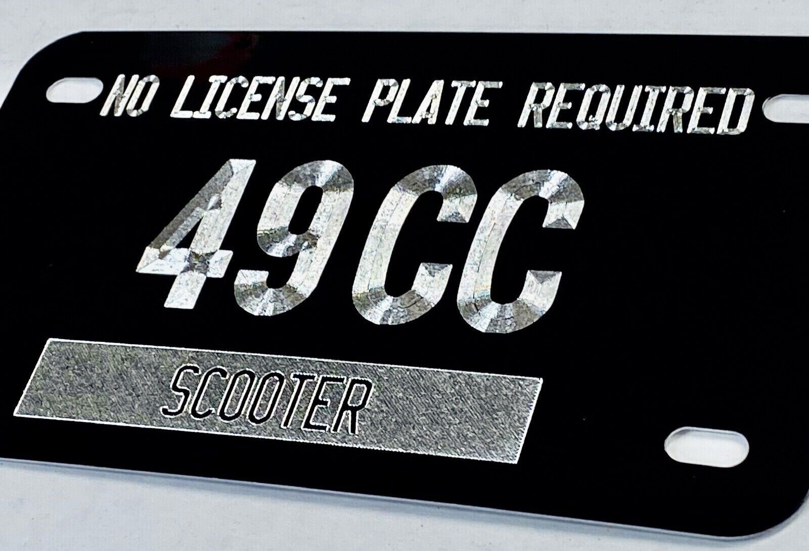 Scooter Tag No License Plate Required 49cc 49 CC Diamond Etched Metal ...