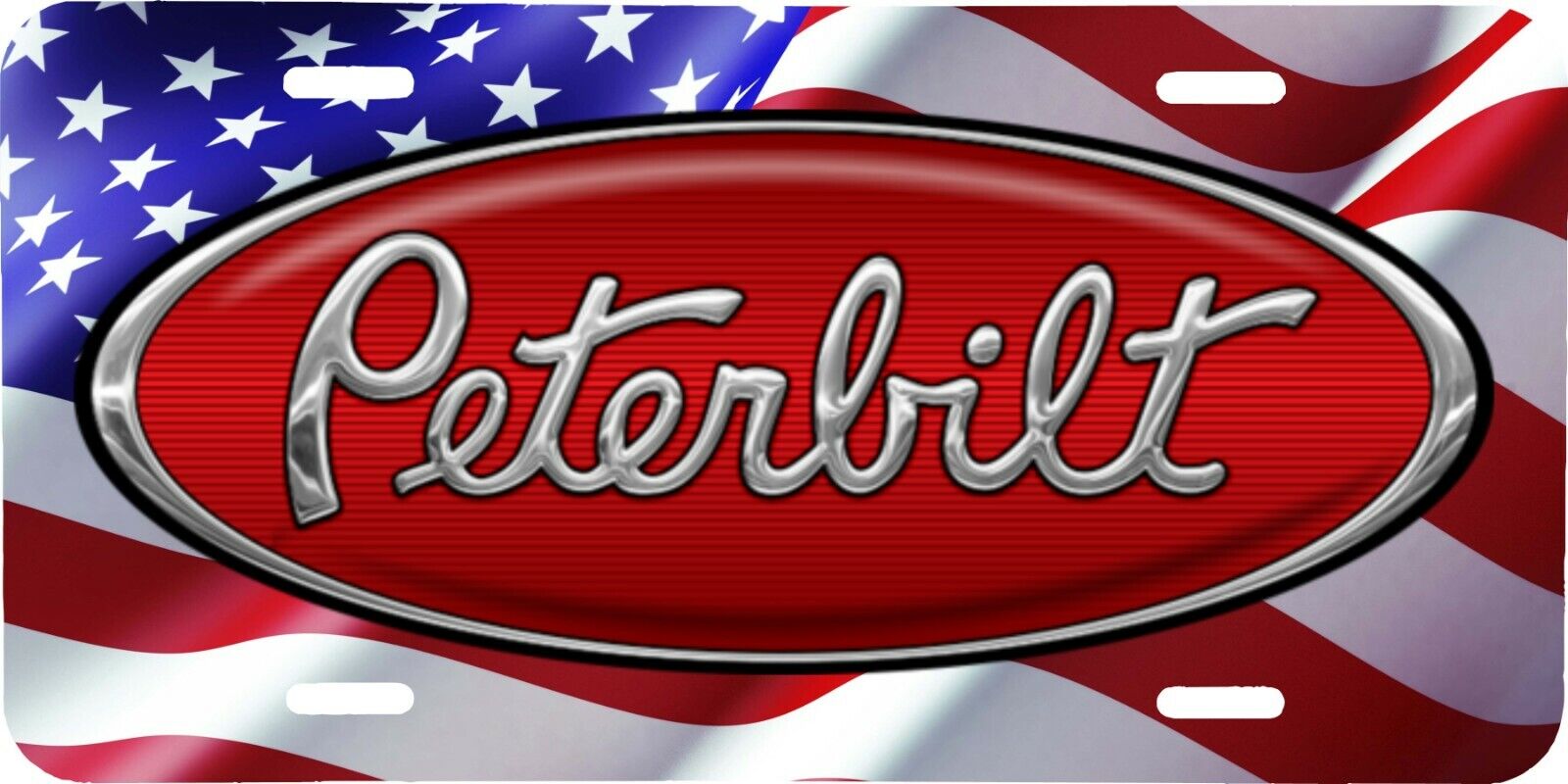 PETERBILT LOGO WAVING AMERICAN FLAG BACKGROUND VEHICLE LICENSE PLATE S ...