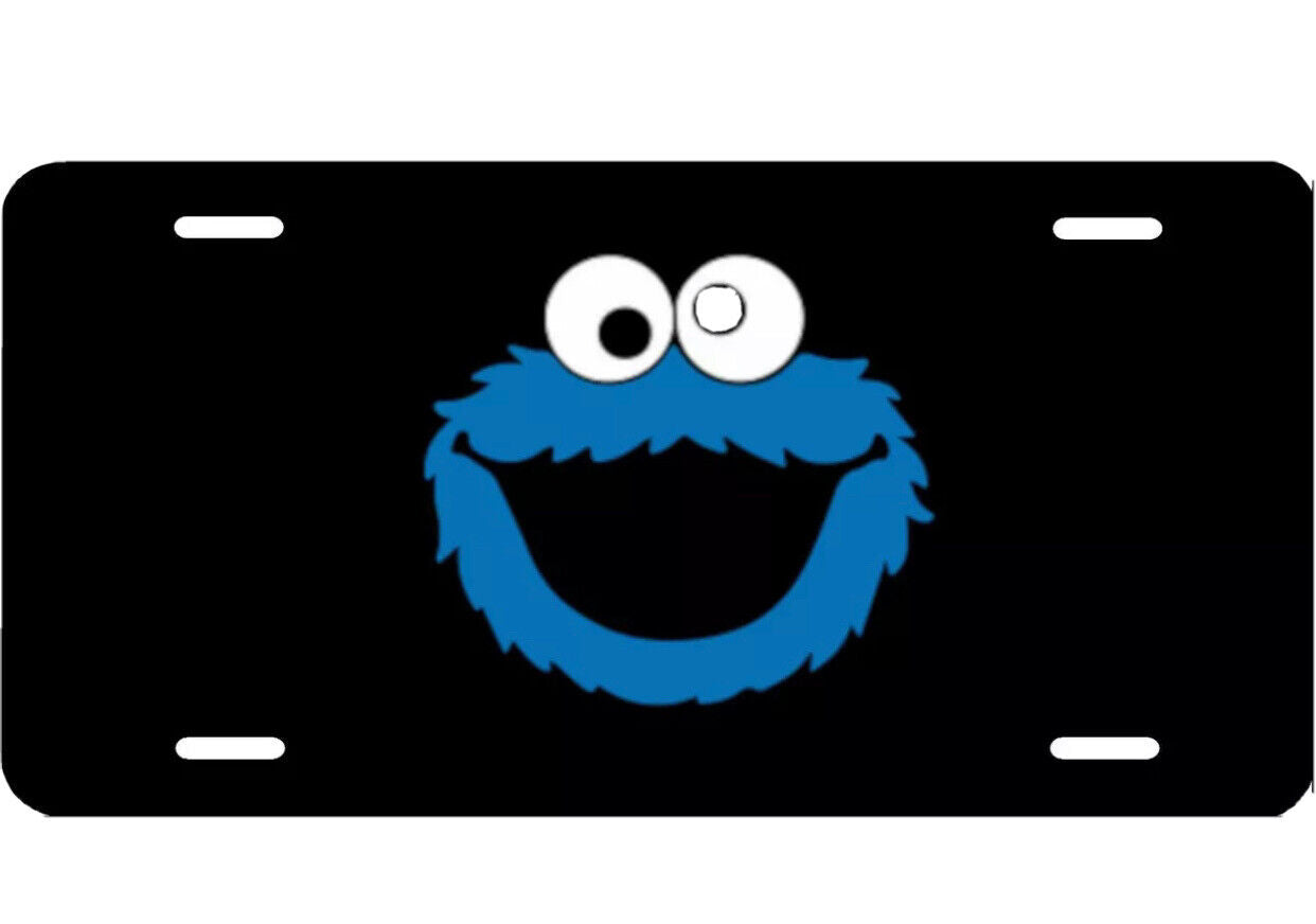 Cookie Monster, License Plate New Car Tag Metal Aluminum, USA, Black ...