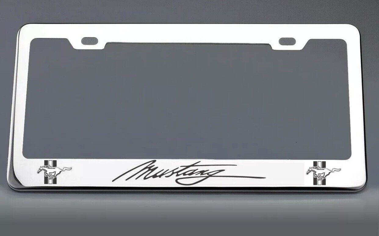 Ford Mustang License Plate Frame Stainless Steel with Laser Engraved