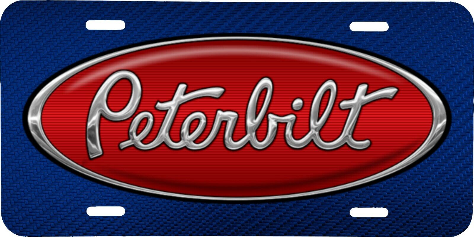 PETERBILT LOGO BLUE CARBON FIBER LOOK VEHICLE LICENSE PLATE AUTO CAR F ...
