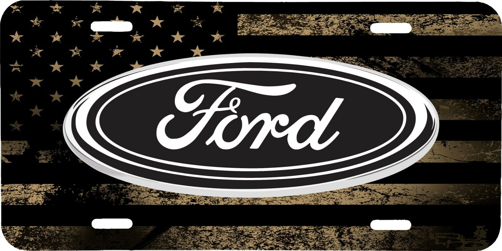TAN AMERICAN DISTRESSED FLAG FORD LOGO VEHICLE LICENSE PLATE TRUCK AUT ...
