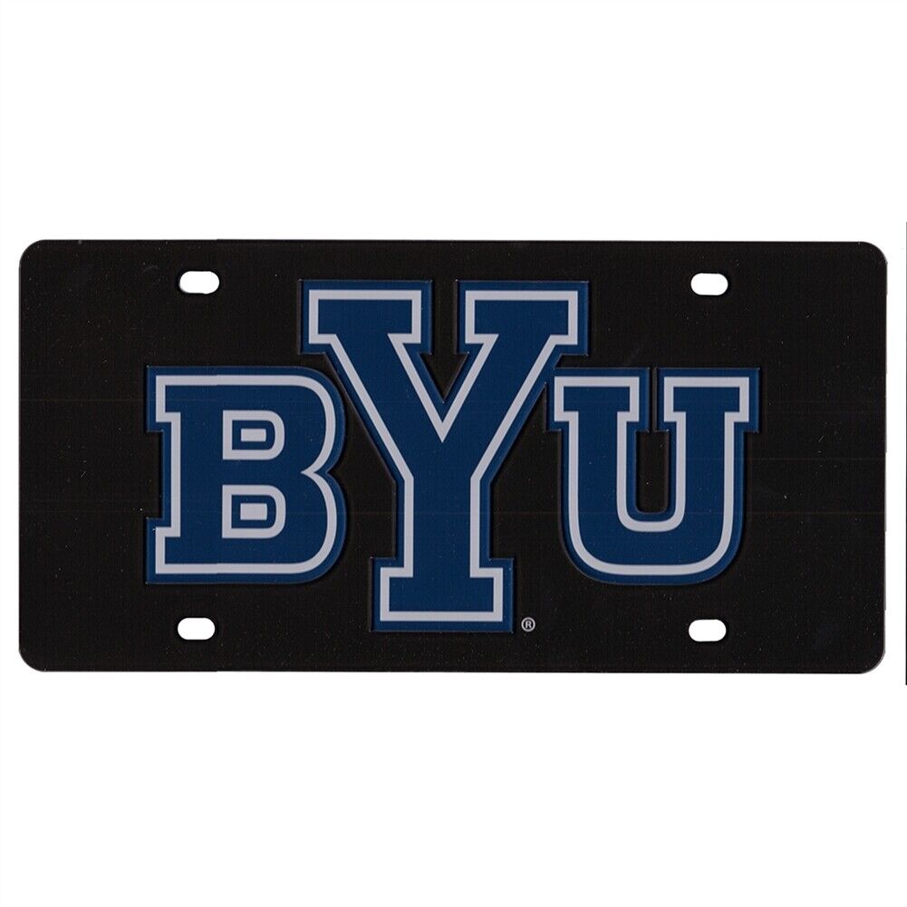 NCAA Byu Cougars Inlaid Acrylic License Plate - Black Background ...
