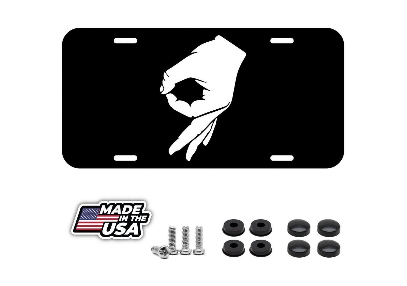 Made you look hand JDM drift Honda OK Funny Metal Black License Plate ...