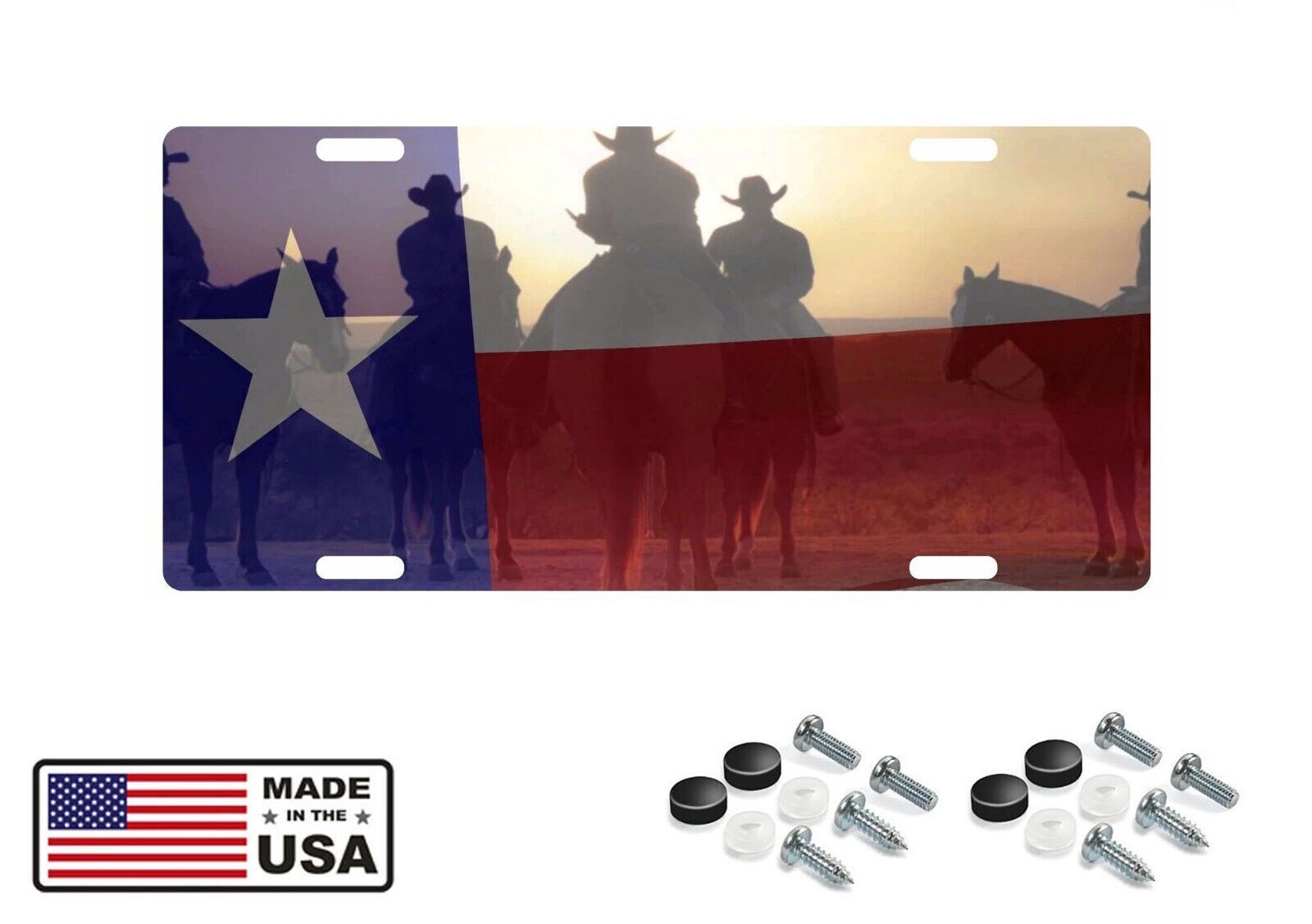TEXAS STATE Flag Custom License Plate Tag AMERICAN Emblem COWBOYS ...