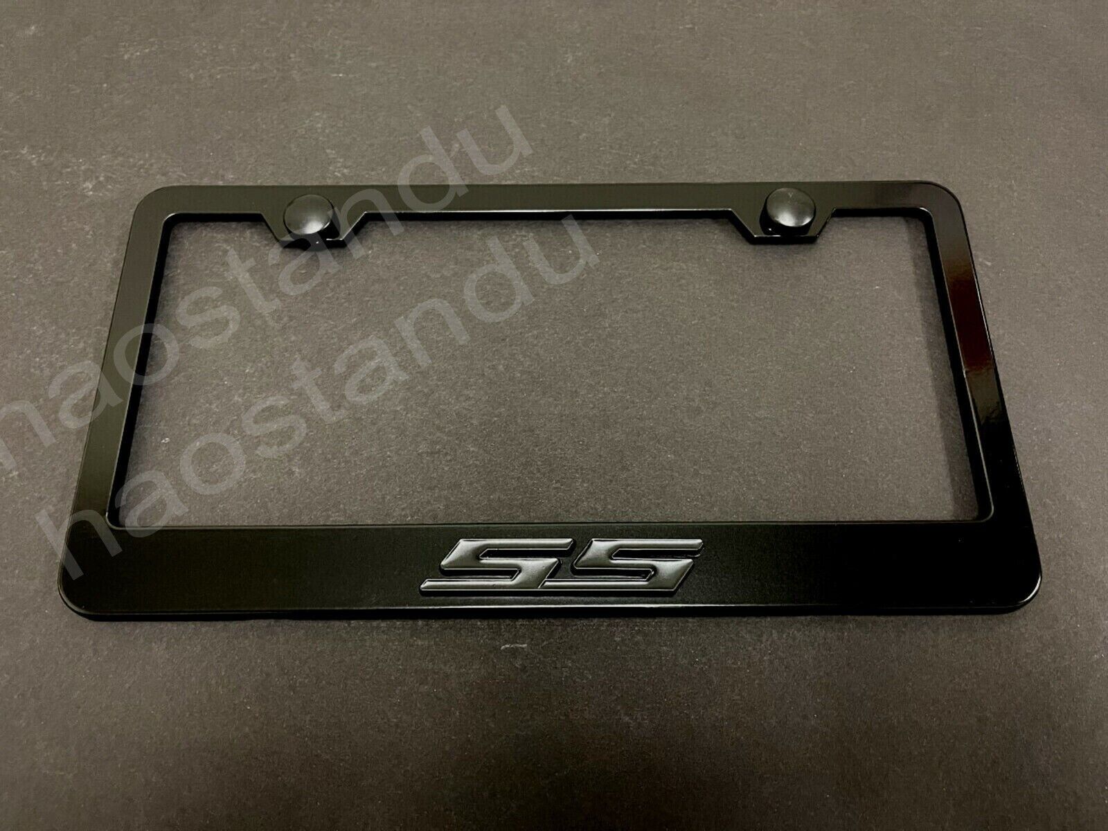 1x Black "SS" Super Sport 3D Emblem Badge BLACK Stainless License Plate ...