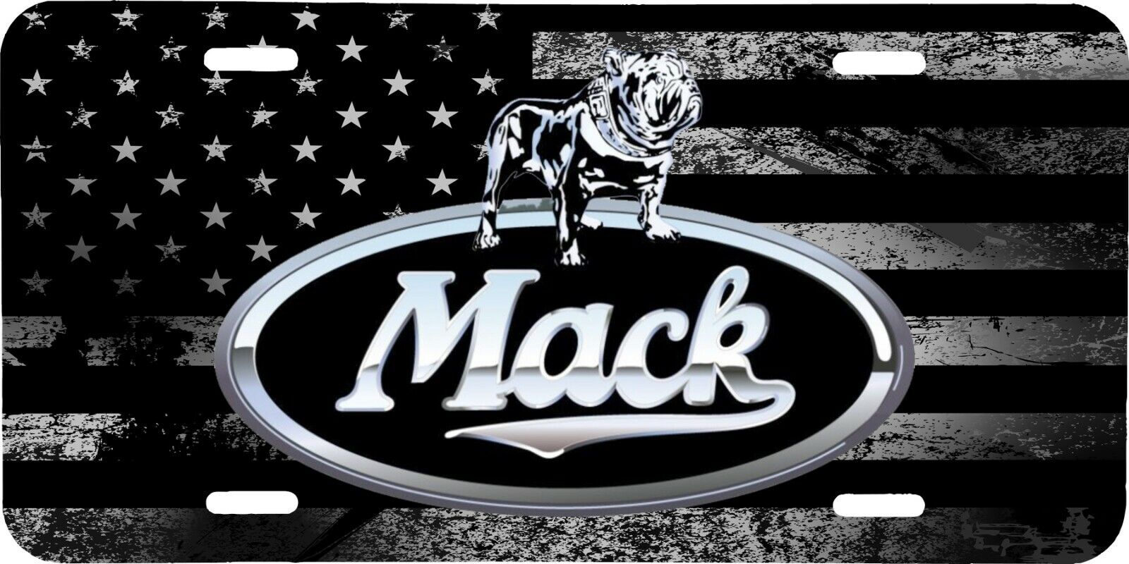 MACK TRUCK LOGO DISTRESSED GRAY BLACK FLAG LOOK VEHICLE LICENSE PLATE ...