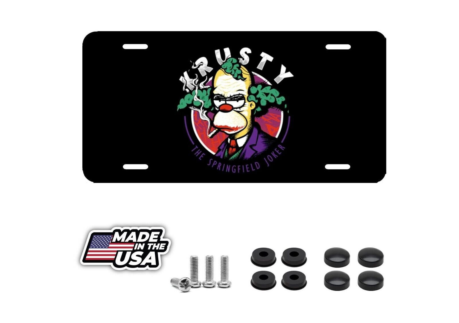 Krusty, Joker, License Plate New Car Tag Metal Aluminum, USA, Black ...