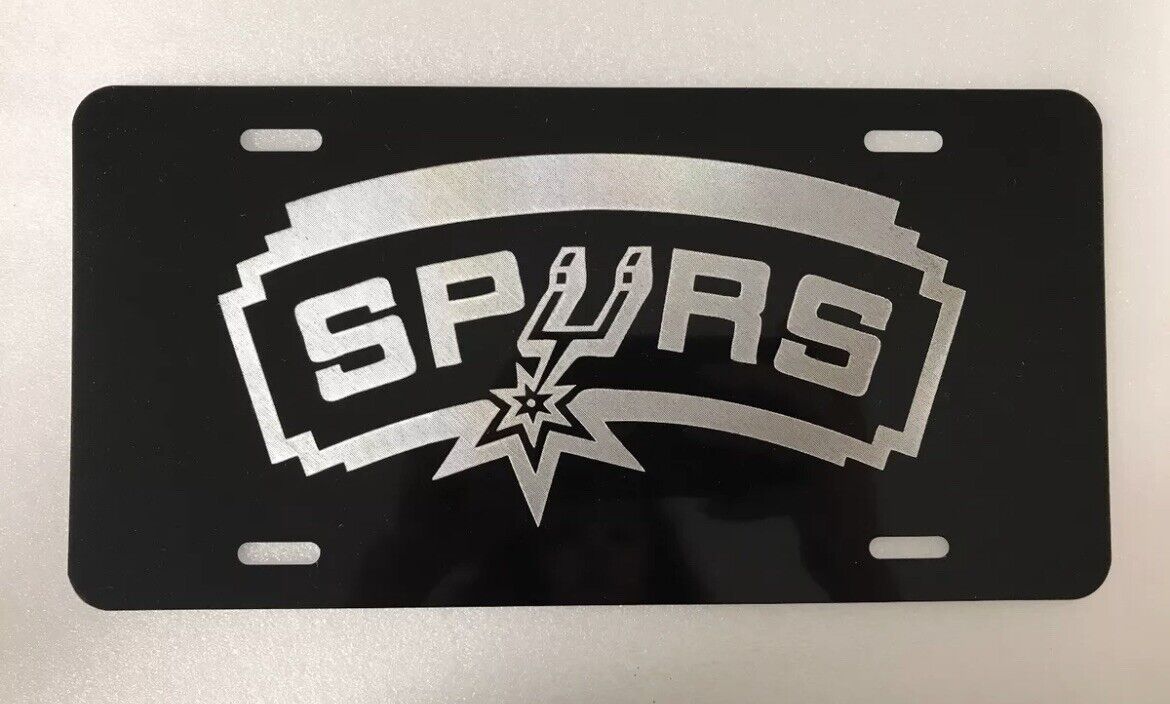San Antonio Spurs Logo Car Tag Diamond Etched on Aluminum License Plate ...