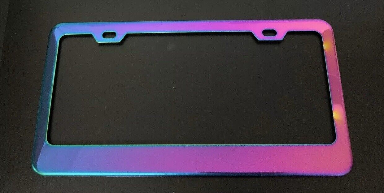x1 Universal NEO Stainless Steel License Plate Frame With 2 Plastic ...