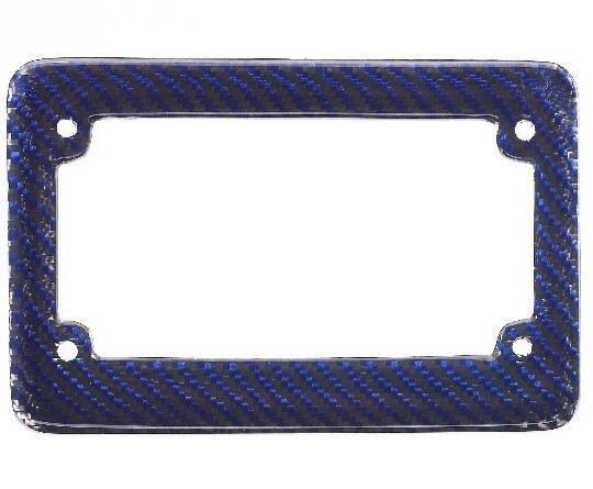 Real 100% Blue Carbon Fiber Motorcycle License Plate Frame With Free Caps